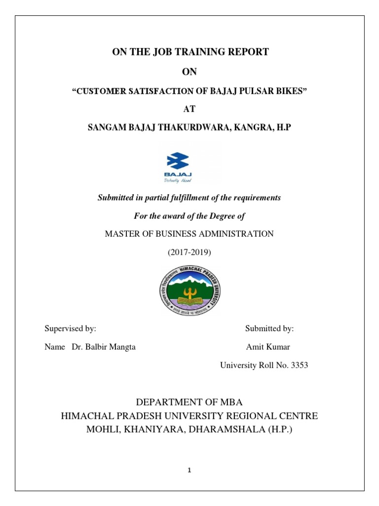 On The Job Training Report | PDF | Sales | Marketing