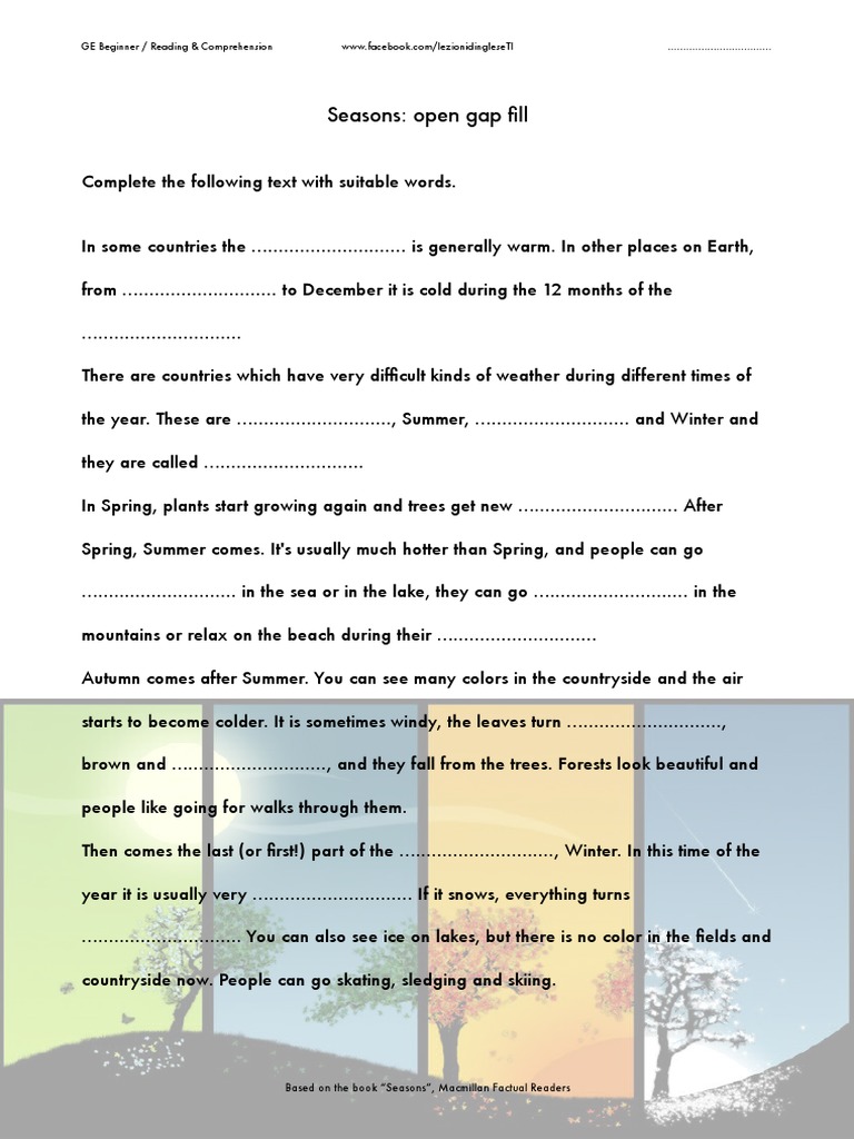 Gap Fill Text Weather and Seasons BT PDF | PDF | Mountains | Ice