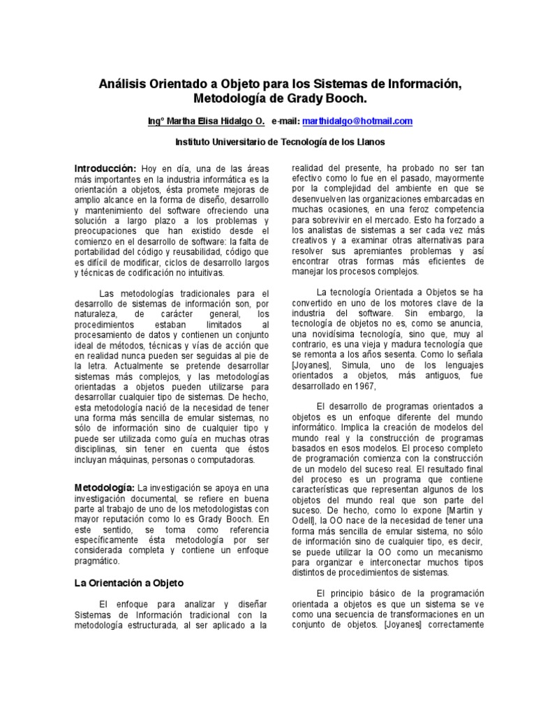 Metodología Booch en Sistemas de Información | PDF | Objeto ...