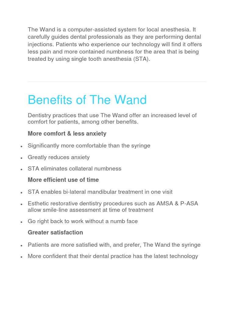 The Wand: Enhanced Dental Anesthesia | PDF | Science & Mathematics