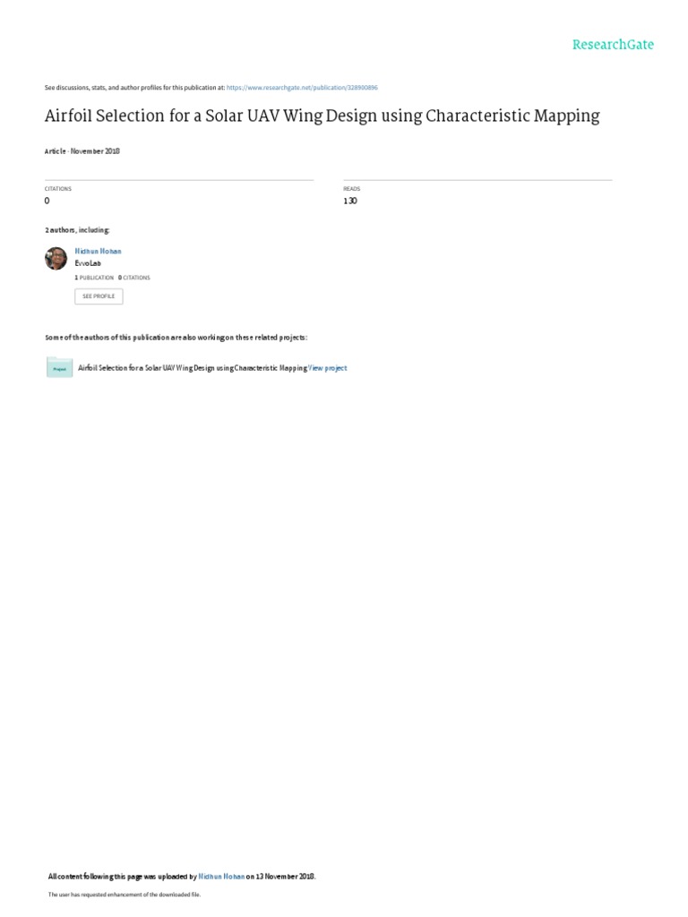 Airfoil Selection For A Solar UAV Wing Design | PDF | Airfoil | Wing