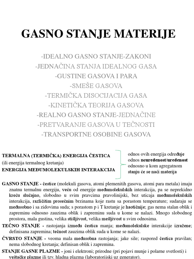 Idealno Gasno Stanje | PDF