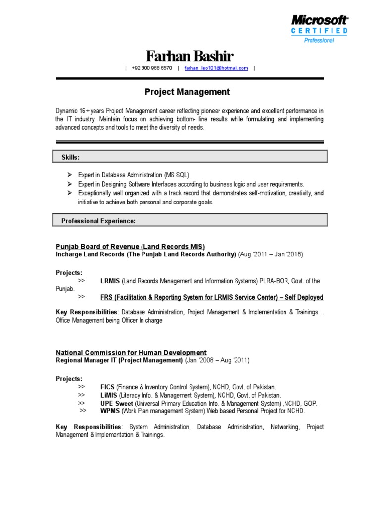 Farhan Bashir - Director BVH | PDF | Databases | Pakistan