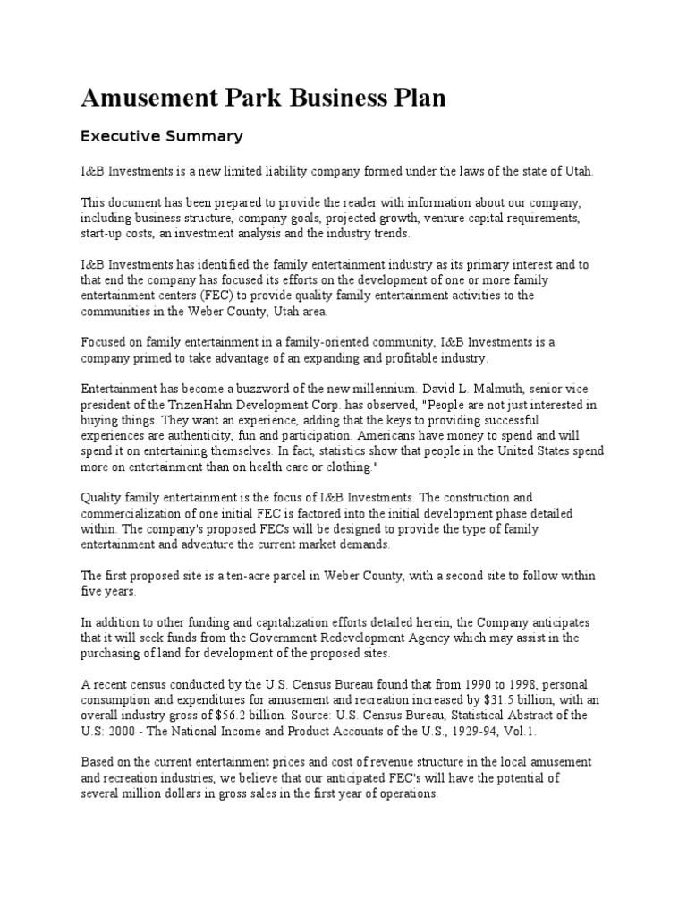 Amusement Park Business Plan | Fiscal Multiplier | Employment