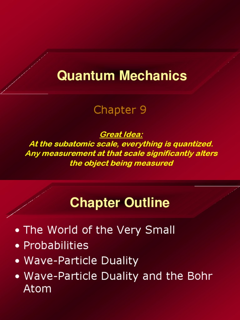 Chapter 9 - Quantum Mechanics | PDF | Quantum Mechanics | Uncertainty ...