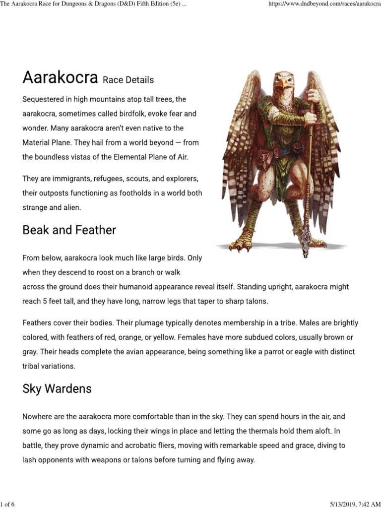 Aarakocra 5e PDF | PDF