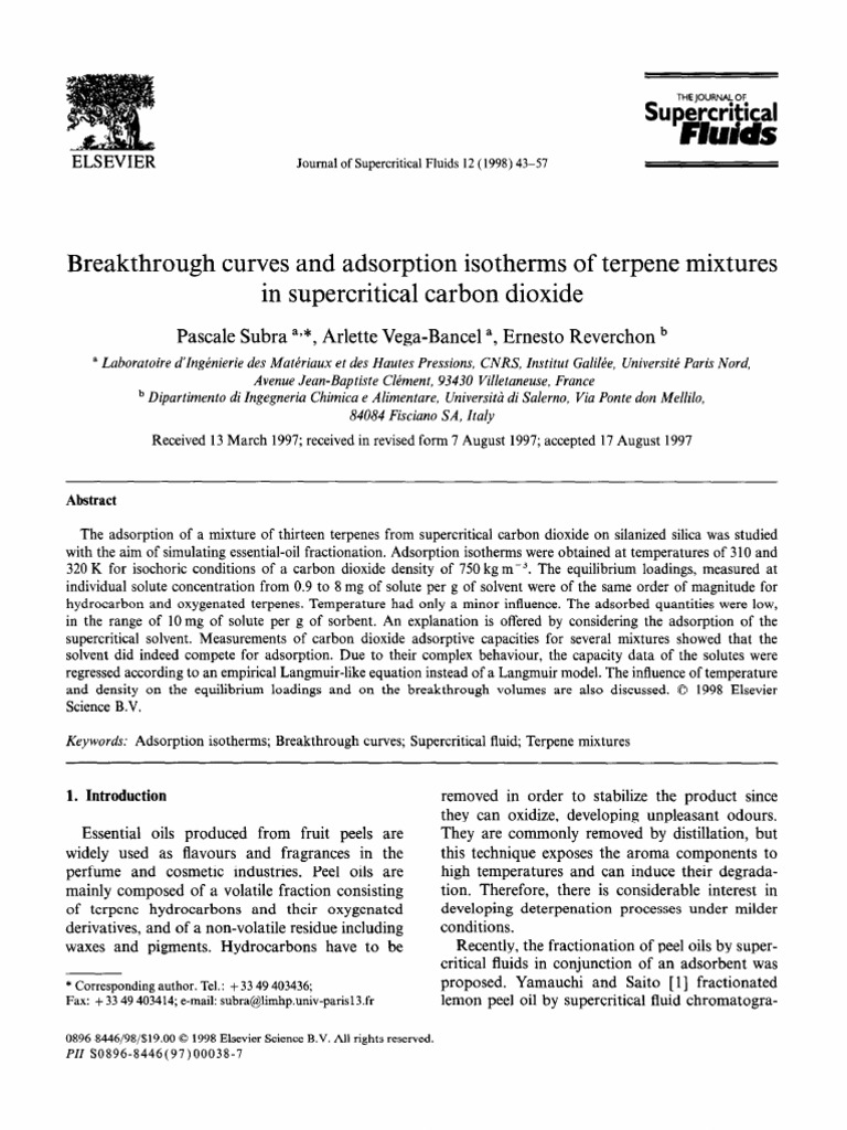 Terpenes Pdf Pdf Adsorption Supercritical Fluid