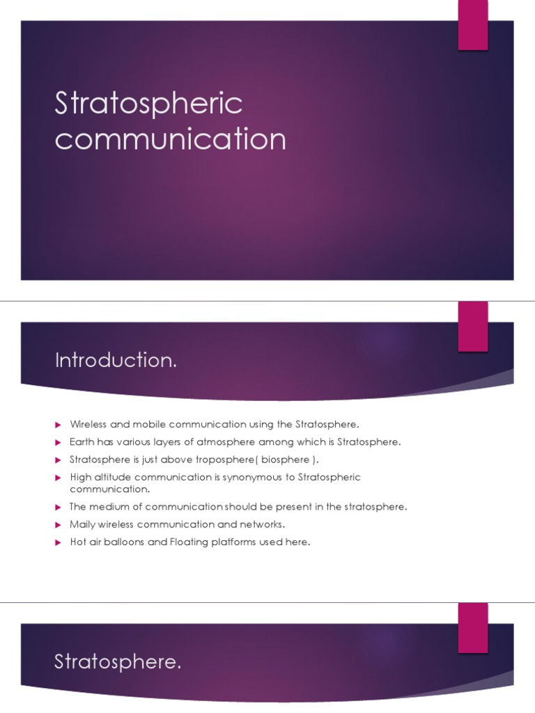 Stratospheric Communication: Wireless Networks Using Stratospheric ...
