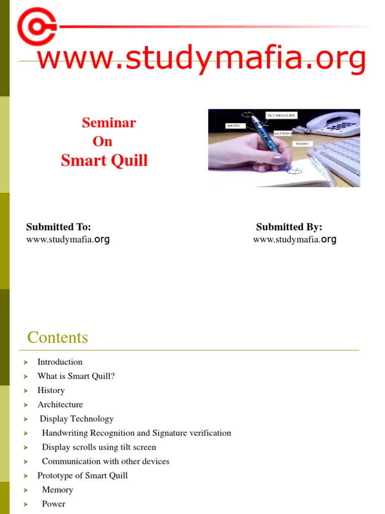 Smart Quill: Innovative Pen Technology | PDF | Mobile Device | Personal ...