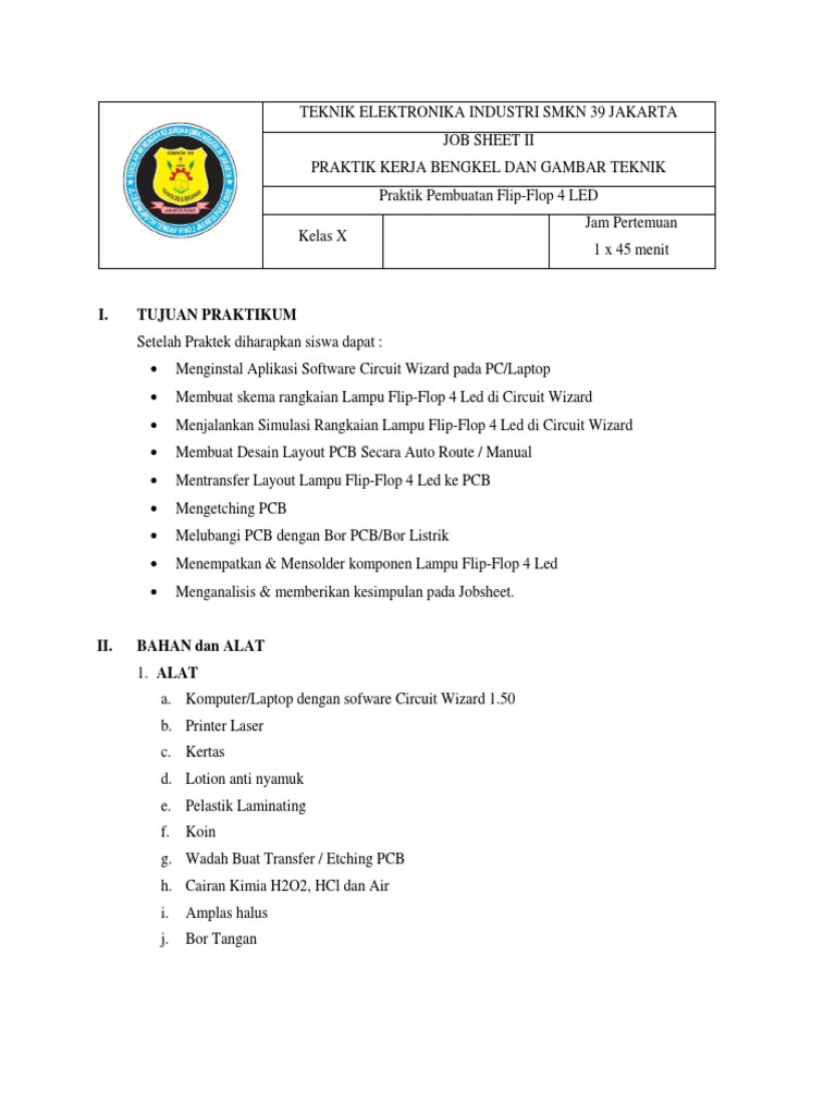 Jobsheet Praktek Rangkaian Flip-Flop 4 LED | PDF
