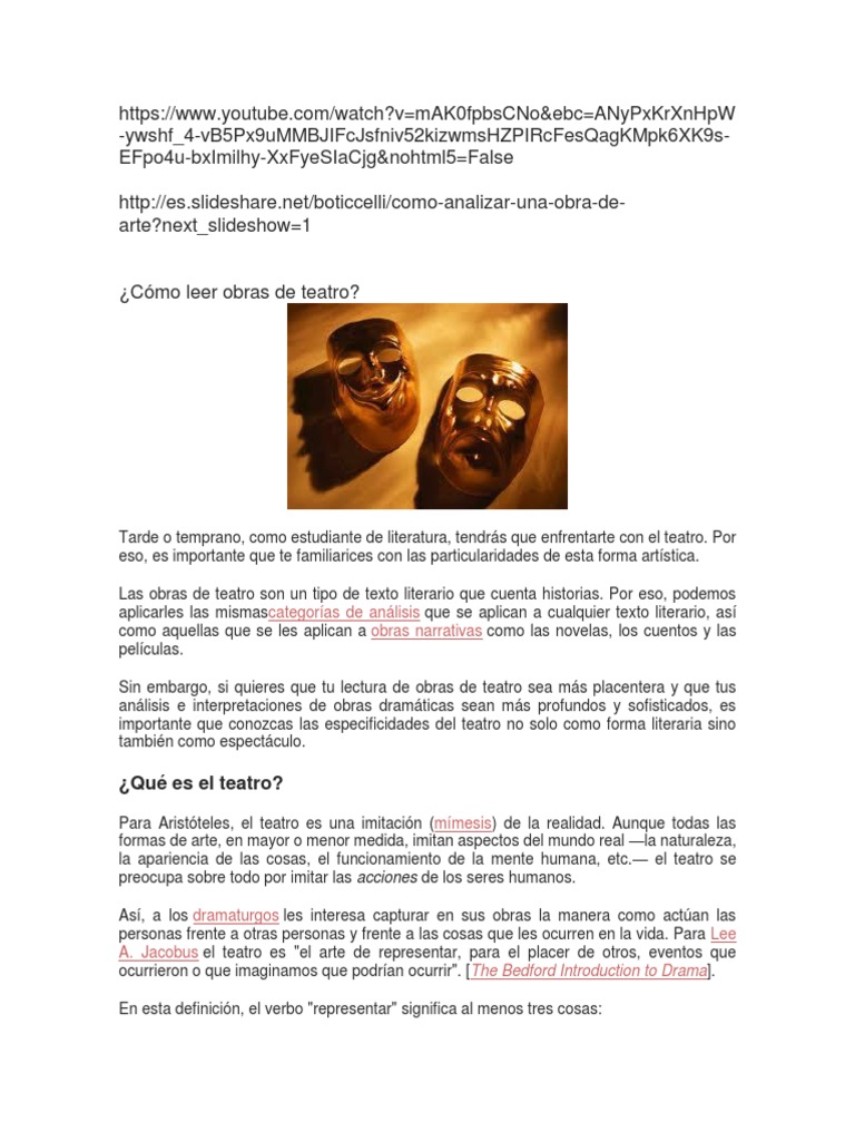 Cómo Leer Obras de Teatro | PDF | Teatro | Pinturas