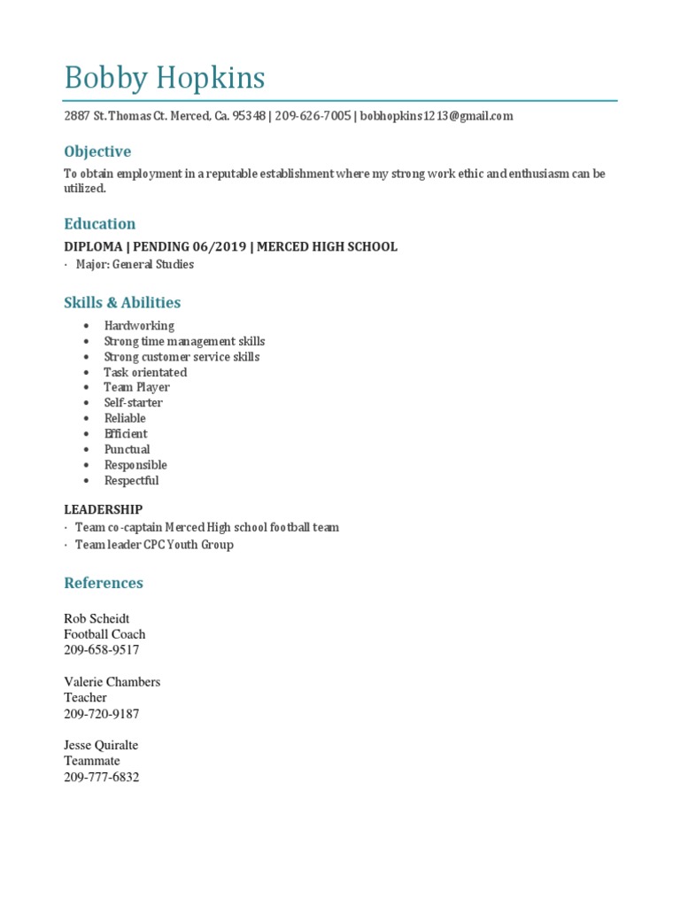 Bobby Hopkins Resume | PDF