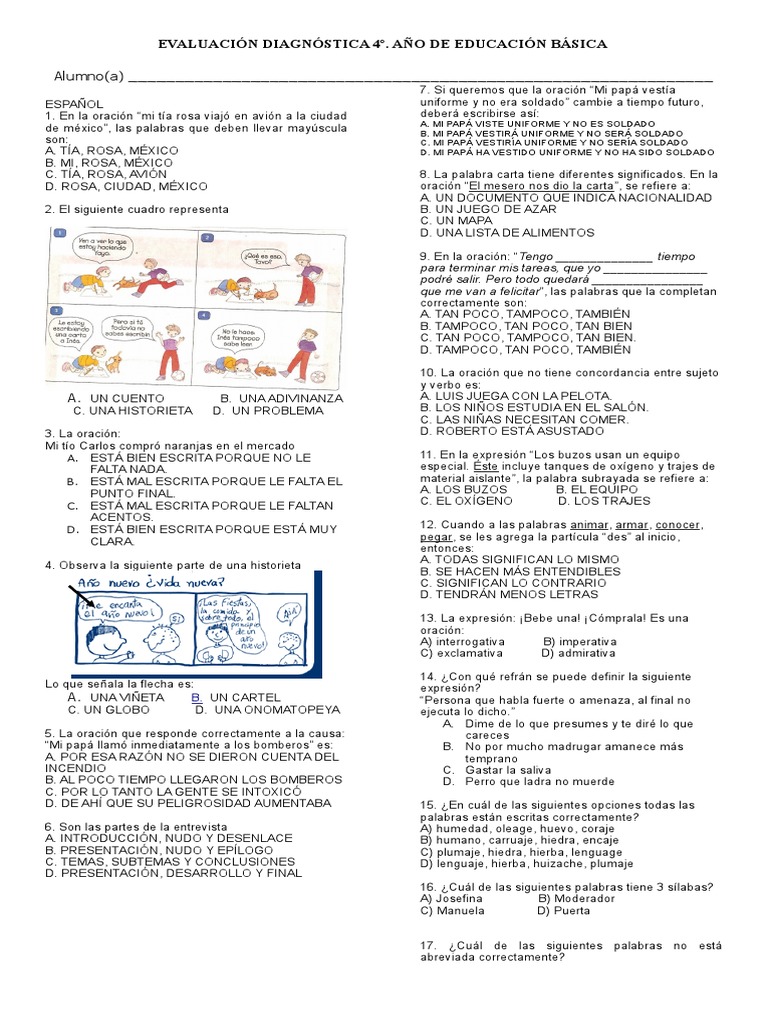 Evaluacion Diagnostica CUARTO Grado | PDF | México | Alcalde