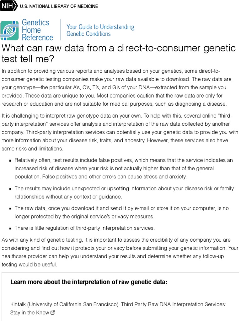 What Can Raw Data From A Direct-To-consumer Genetic Test Tell Me ...