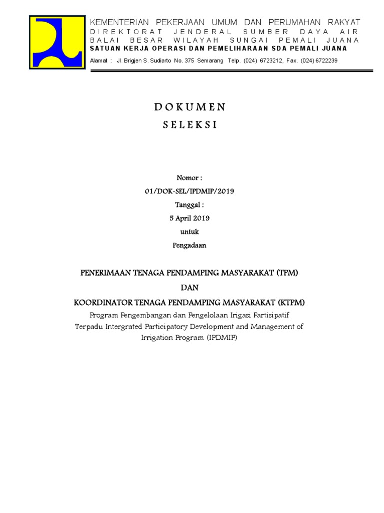 Dokumen Seleksi TPM Dan KTPM Fix | PDF