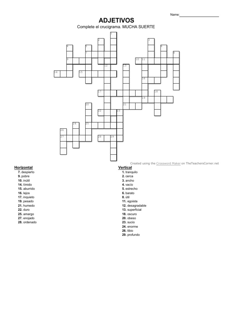 Completando un crucigrama de adjetivos | PDF | Deportes | Ocio