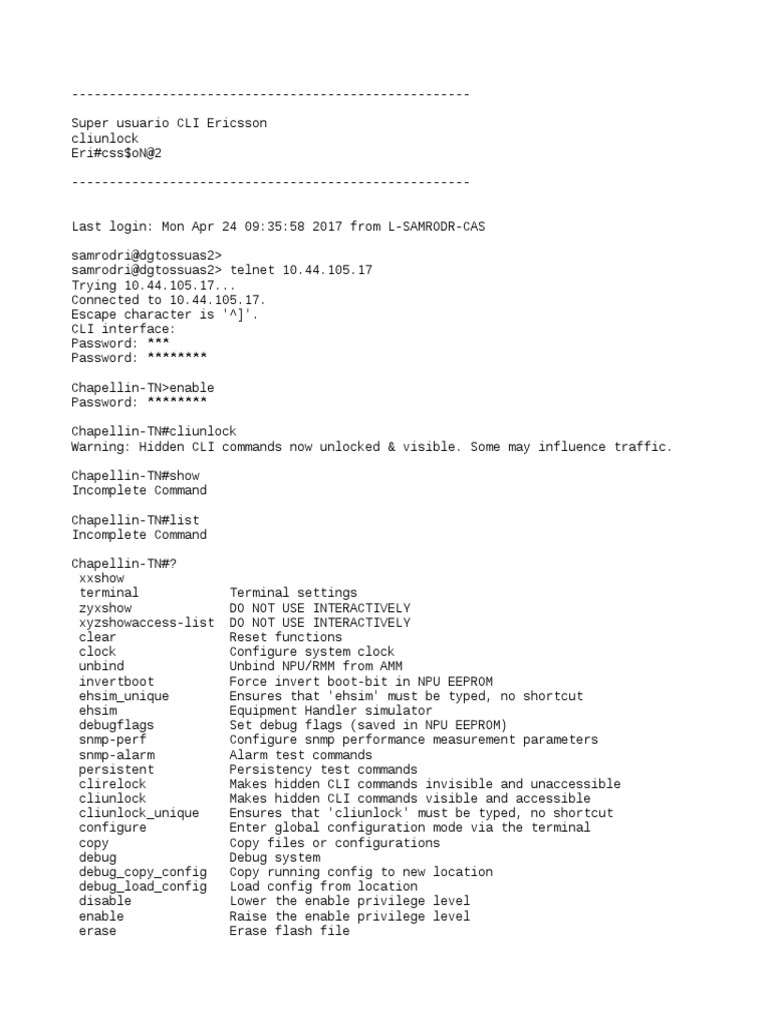 Configure Ericsson CLI | PDF | Command Line Interface | Networks