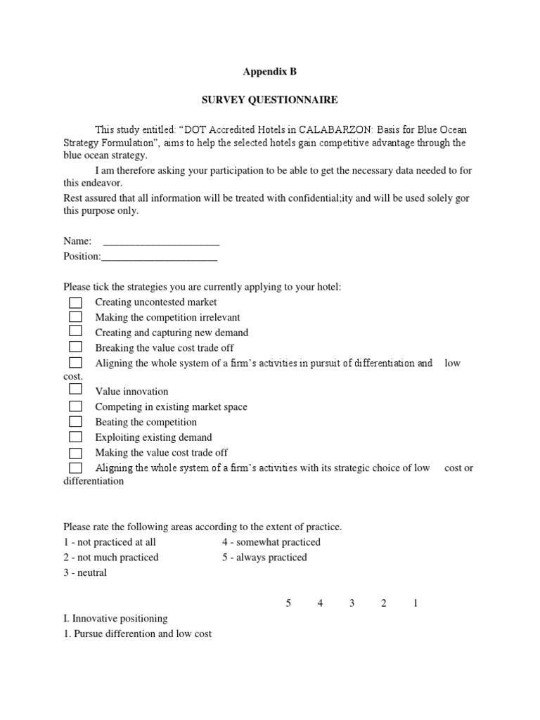 Appendix B Questionnaire | PDF