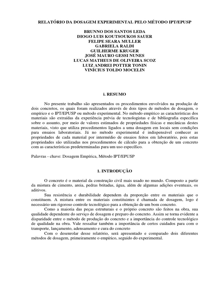 Método IPT/EPUSP de dosagem experimental | PDF | Concreto | Cimento