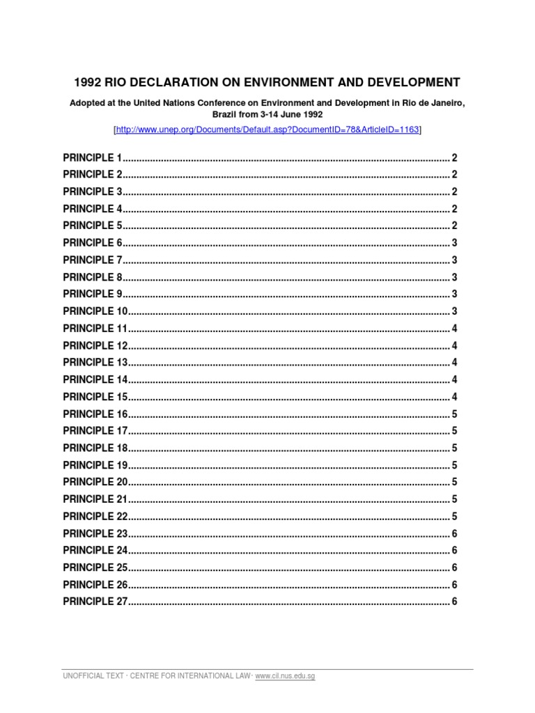 992 Rio Declaration On Environment and D | PDF | Environmental ...