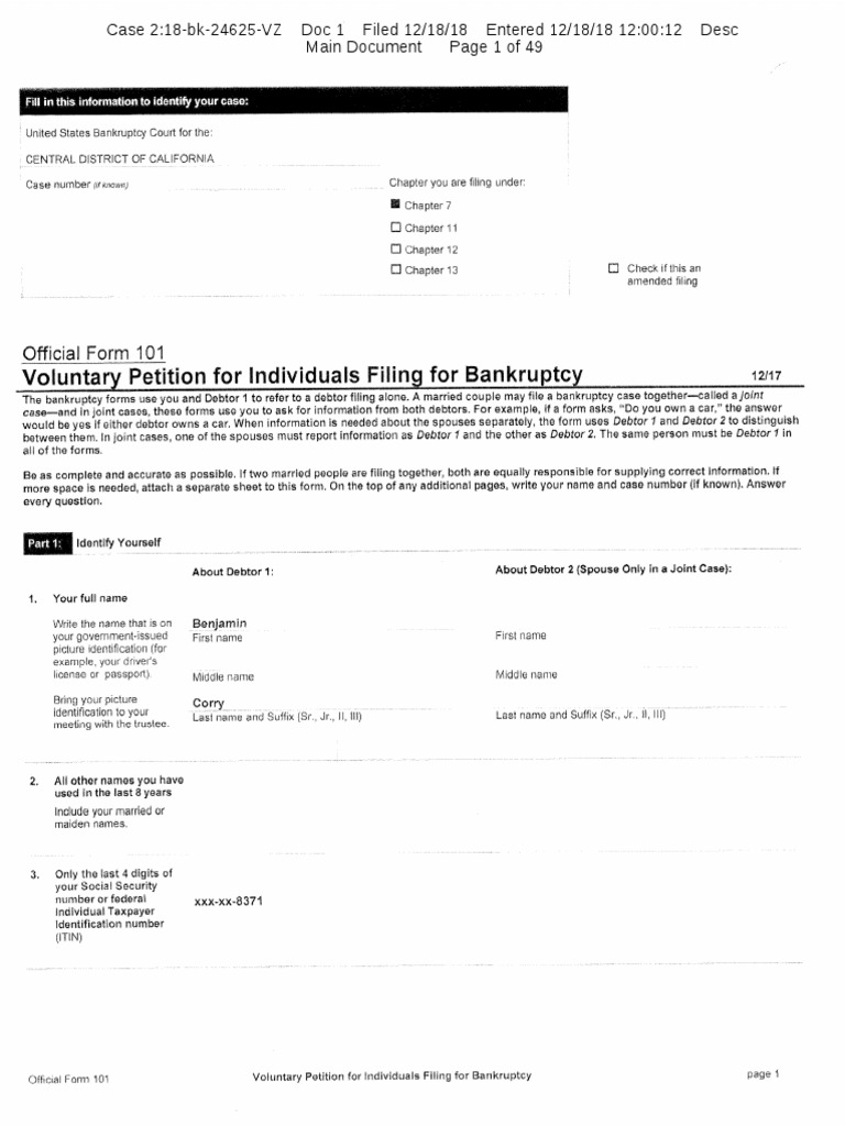 Benjamin Corry Bankruptcy | PDF