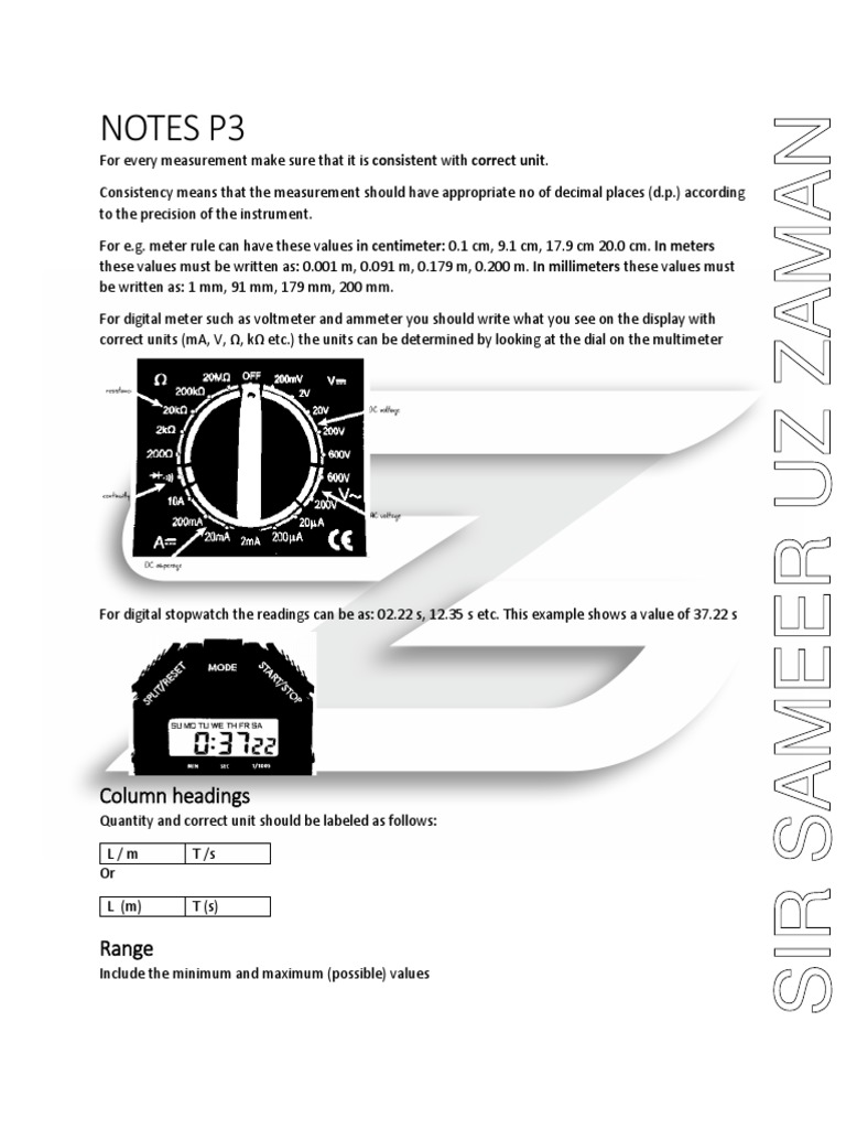 P3 Notes V1 Pdf Pdf Significant Figures Accuracy And Precision