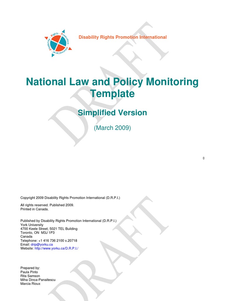 National Law and Policy Monitoring Template: Simplified Version | PDF ...