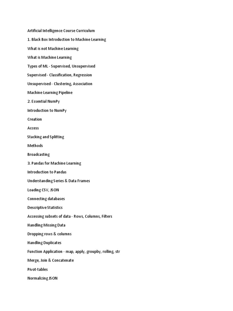 Artificial Intelligence Course Curriculum | PDF | Cluster Analysis ...