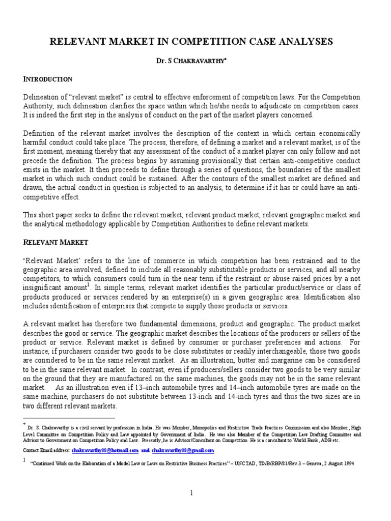 Relevant Market in Competition Case Analyses | PDF | Mergers And ...