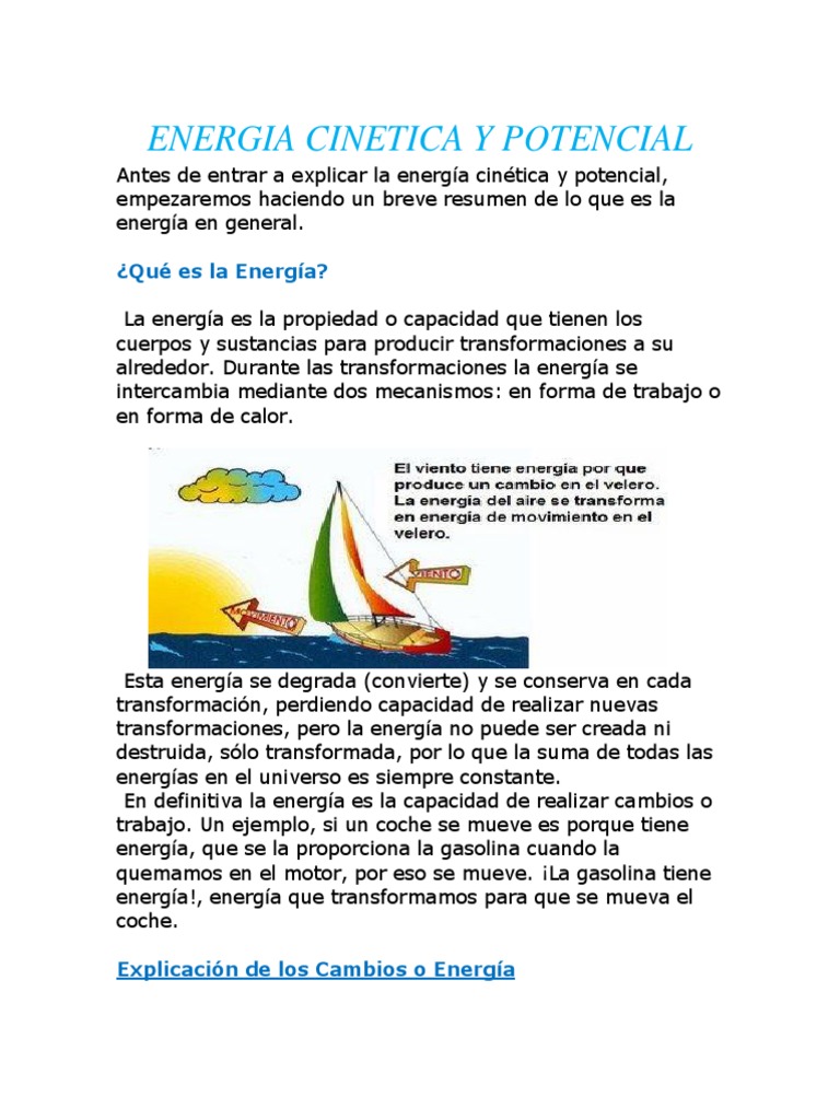 Energia Cinetica y Potencial | PDF | Energía potencial | Energía cinética