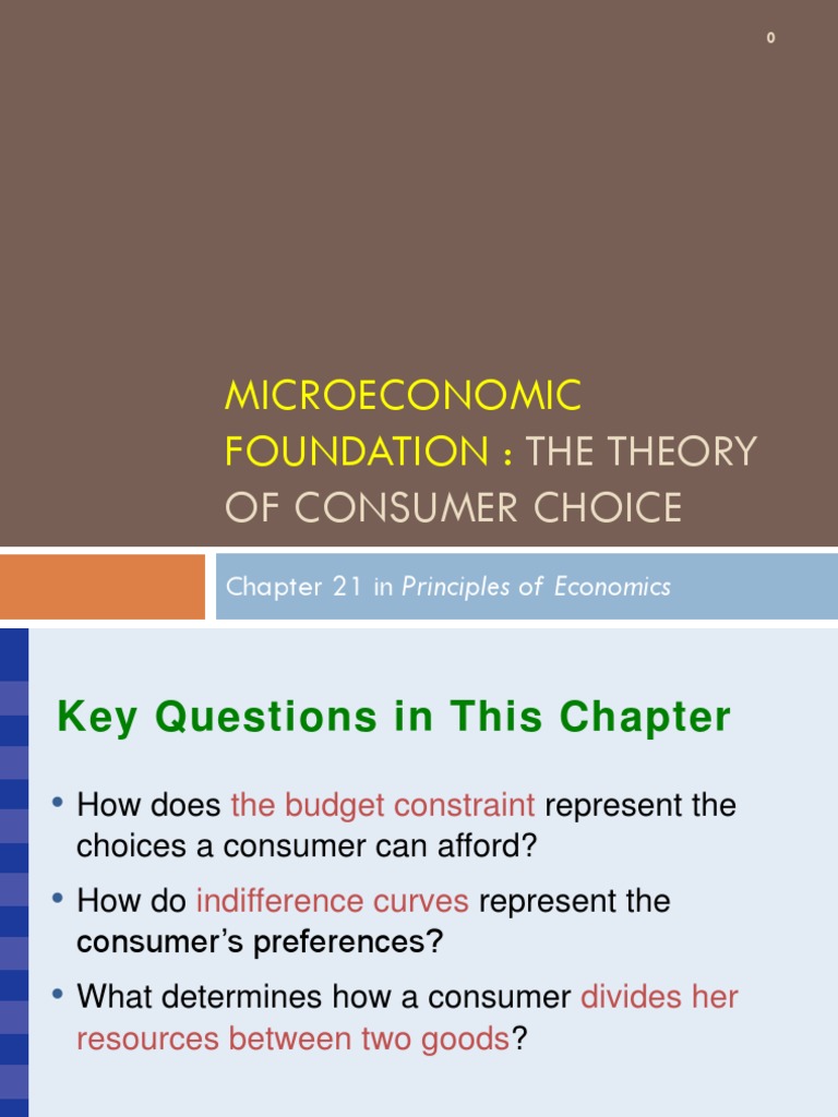 Microeconomic Foundation:: The Theory of Consumer Choice | PDF ...