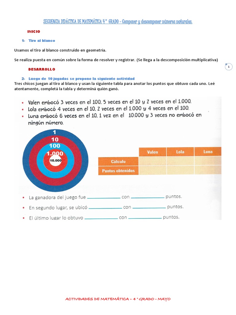 Actividades de Composición y Descomposición | PDF | Enseñanza de ...