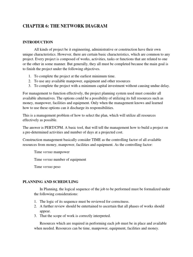 Chapter 6: The Network Diagram | PDF | Teaching Mathematics | Areas Of ...