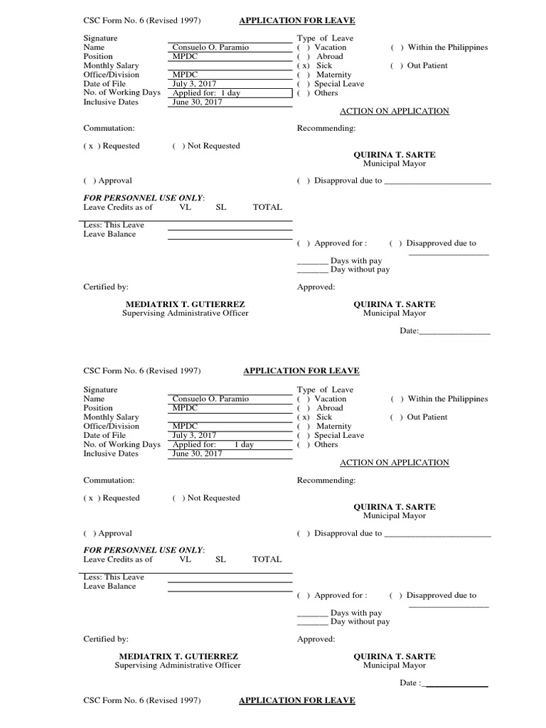 Leave Application Form | PDF | Government | Social Institutions