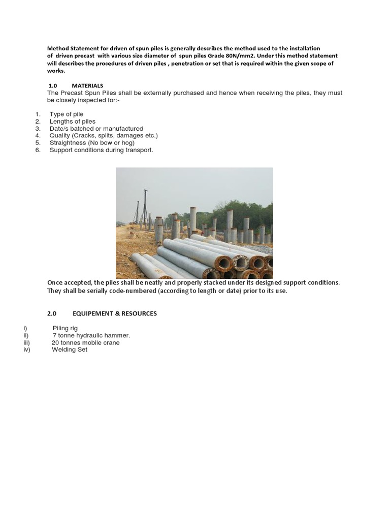 Spun Pile Mos | PDF | Deep Foundation | Mechanical Engineering