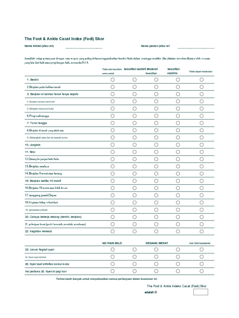 Form Pemeriksaan FADI | PDF