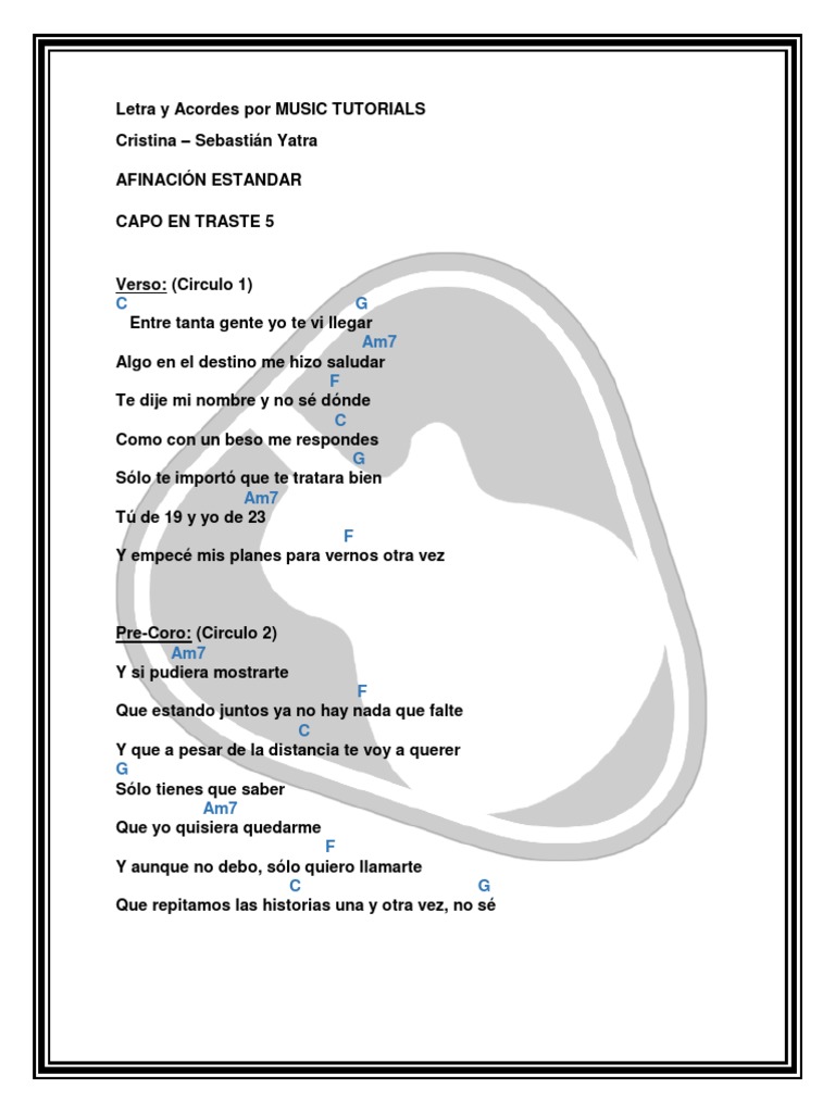 Cristina Sebastian Yatra Letra y Acordes by MUSICTUTORIALS | PDF | Ocio ...