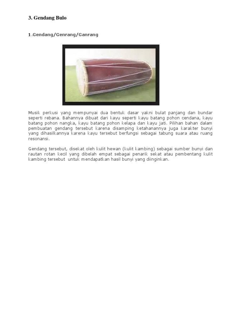Gendang Bulo, alat musik tradisional Bugis | PDF
