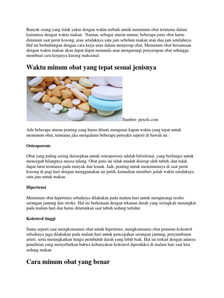 Waktu Tepat Minum Obat dan Makanan | PDF