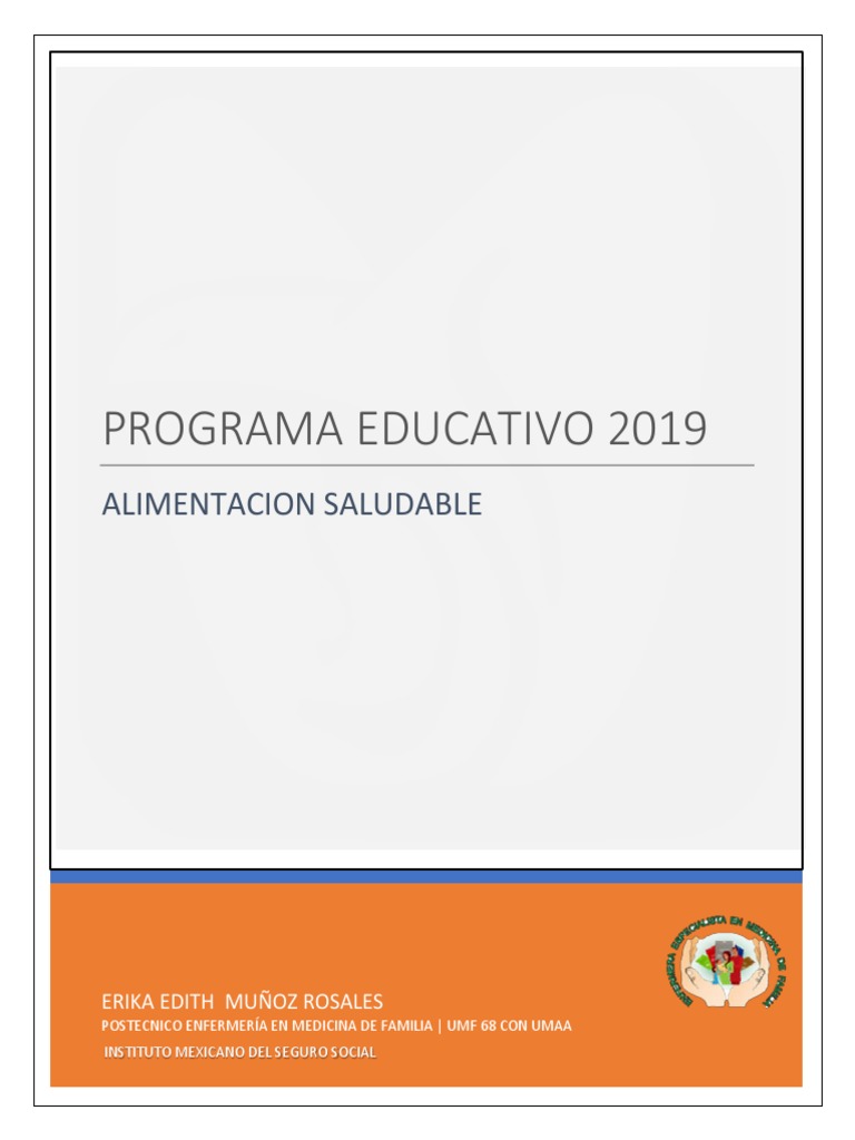 Programa Educativo Alimentacion Saludable | PDF | Obesidad | Alimentos