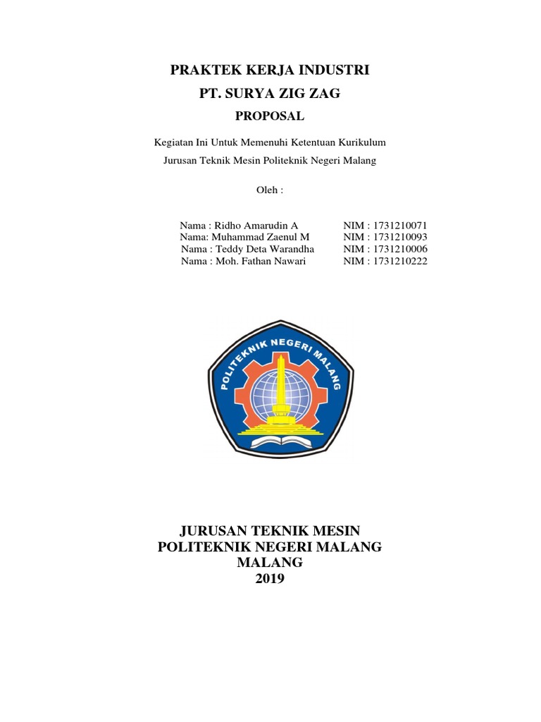 Proposal - PKL - PT Surya Zig Zag | PDF