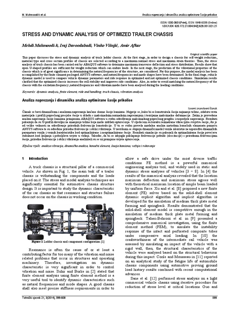 Stress and Dynamic Analysis of Optimized Trailer Chassis: Mehdi ...
