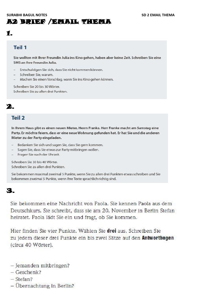 A2 Brief Thema | PDF