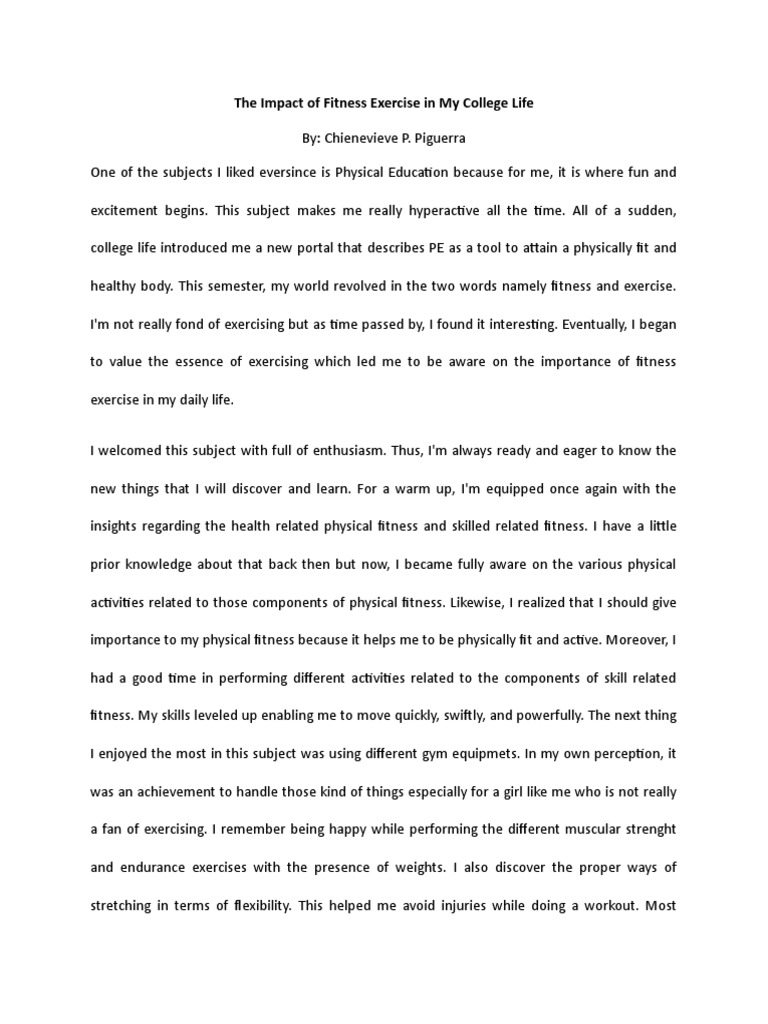 Reflection in PE | PDF | Physical Education | Physical Fitness