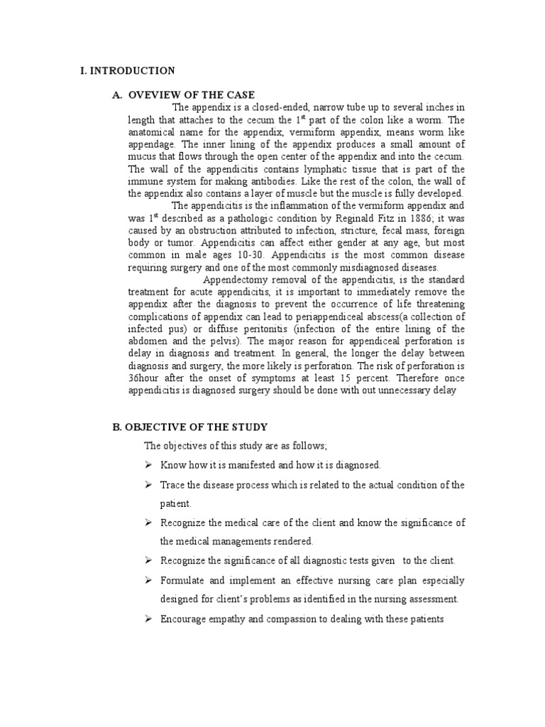 Case Study On Appendicitis | PDF | Diseases And Disorders | Clinical ...