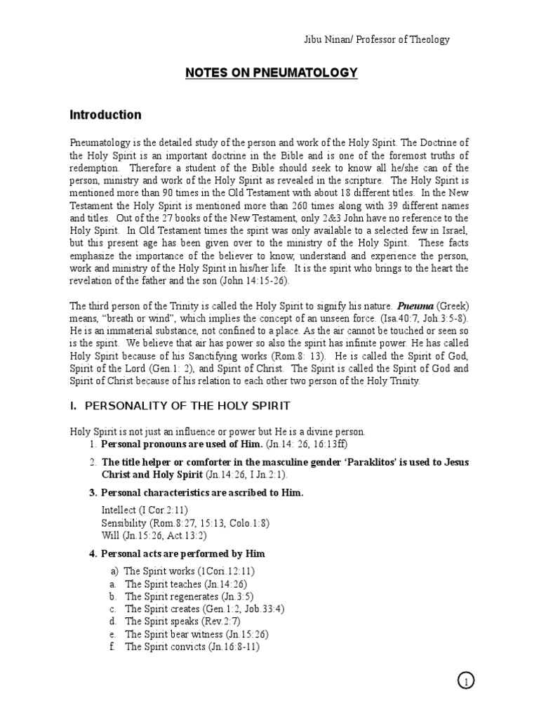 Understanding Pneumatology: The Holy Spirit | PDF | Spiritual Gift ...