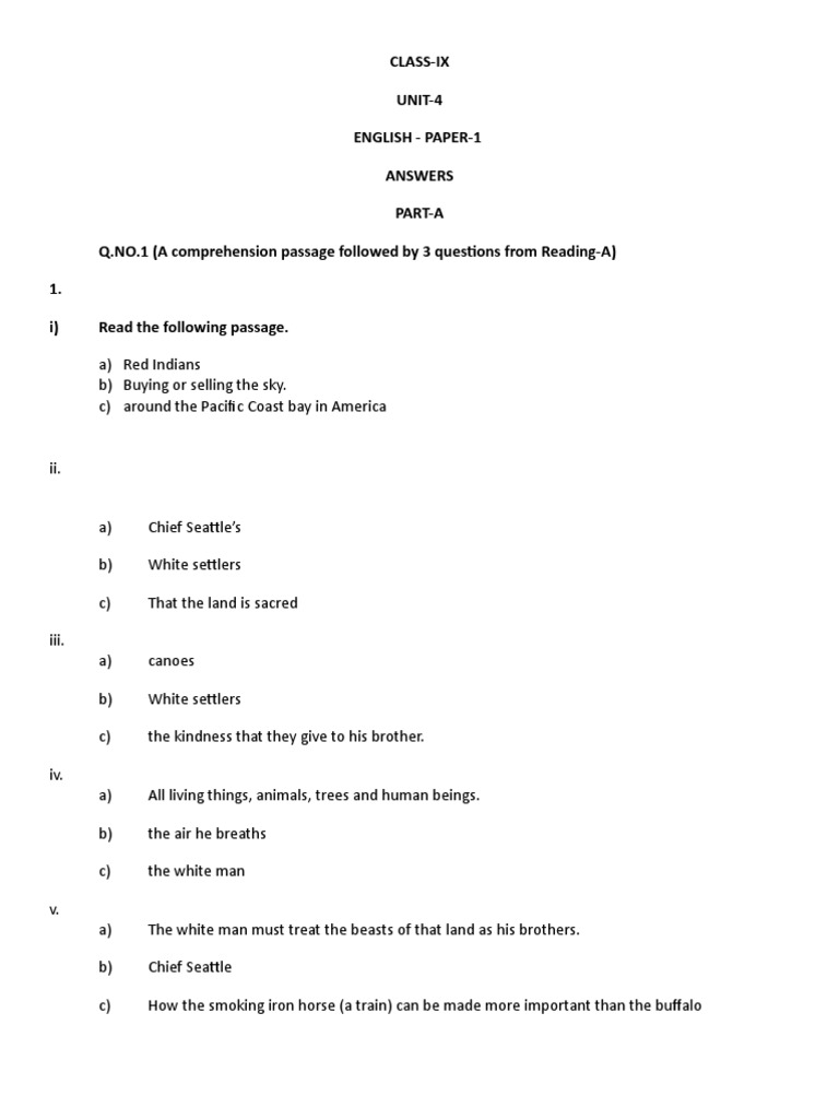 9TH - Unit-4-Paper-1 - Answers | PDF | Natural Environment | Nature