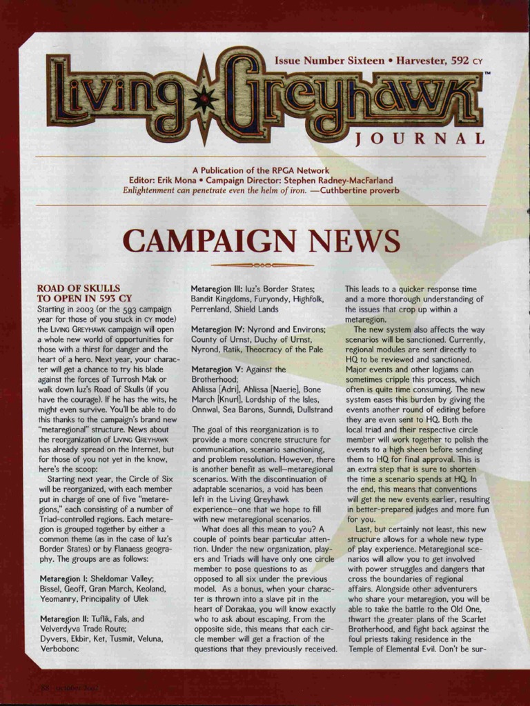 RPGA - Living Greyhawk Journal 16 | PDF
