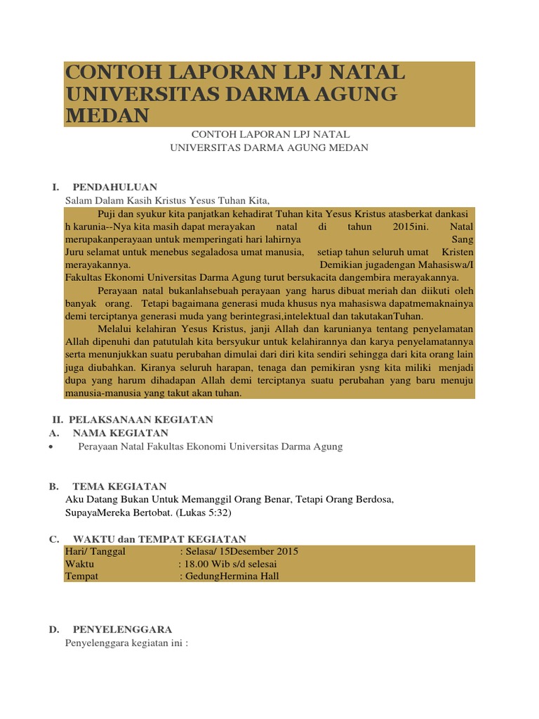 Contoh Laporan LPJ Natal | PDF