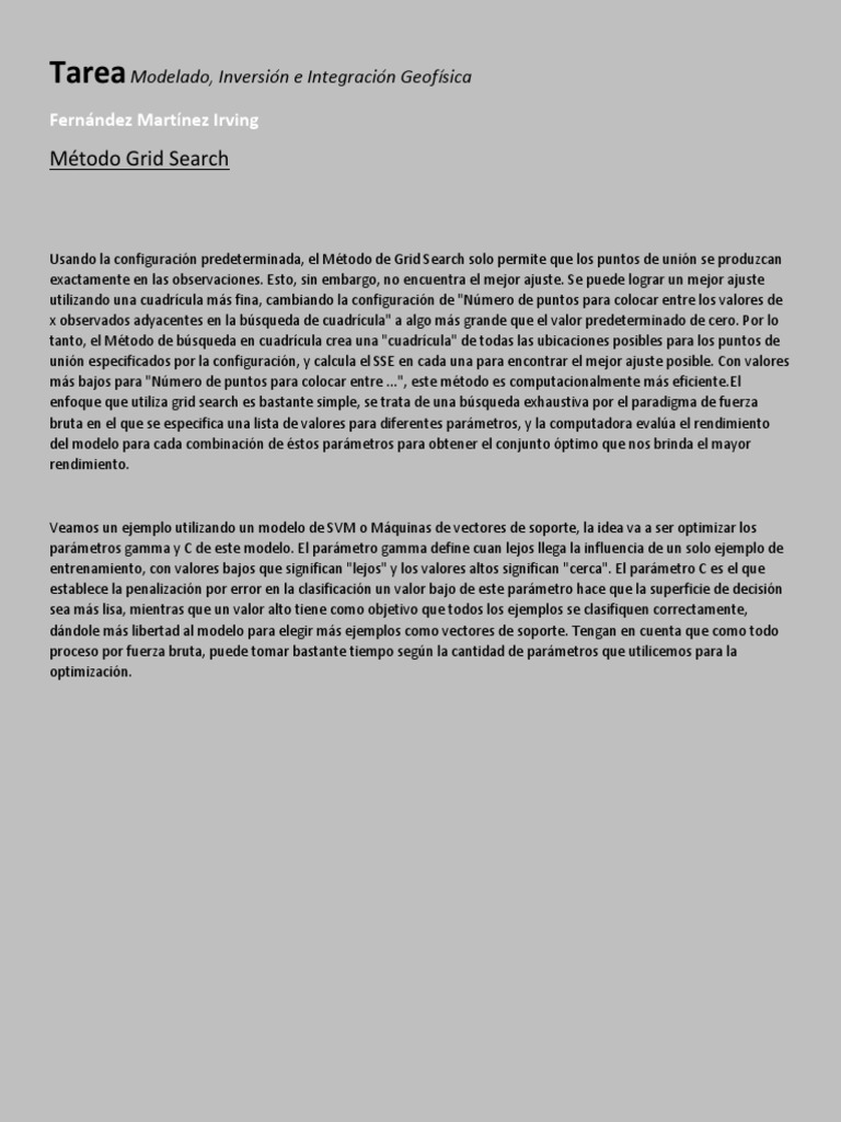 Método Grid Search | PDF | Máquinas de vectores soporte | Computación ...